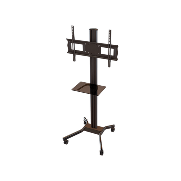Adjustable Mobile Cart with Tempered Glass Shelf for 37" to 70" Screen ...